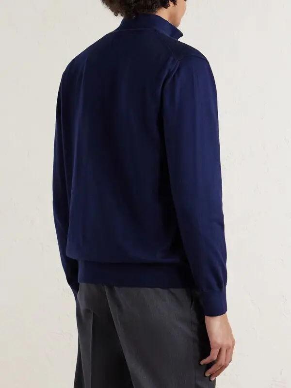 Canali Honeycomb-knit Cotton Half-zip Sweater