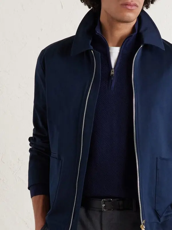 Canali Honeycomb-knit Cotton Half-zip Sweater