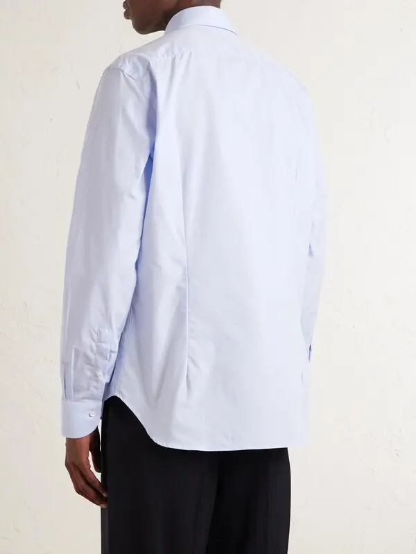 Canali Impeccabile Cutaway-collar Cotton-poplin Shirt - Blue