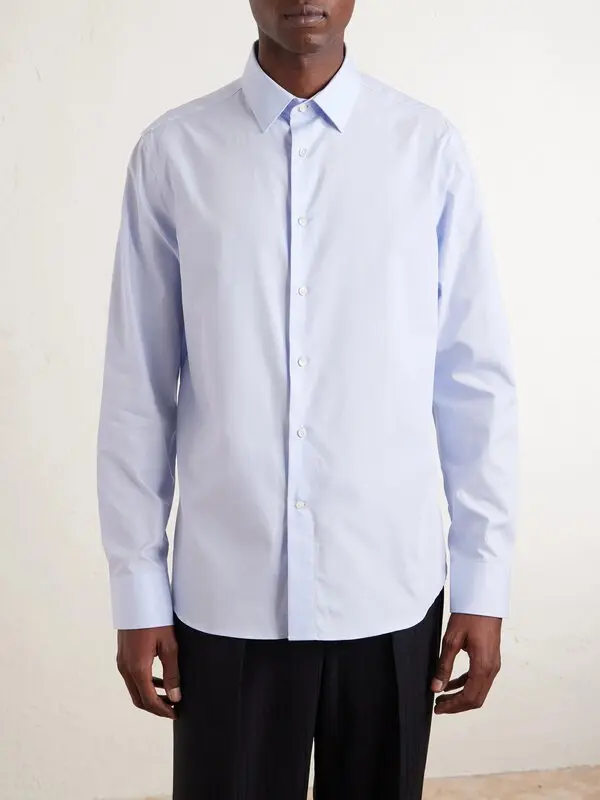 Canali Impeccabile Cutaway-collar Cotton-poplin Shirt - Blue