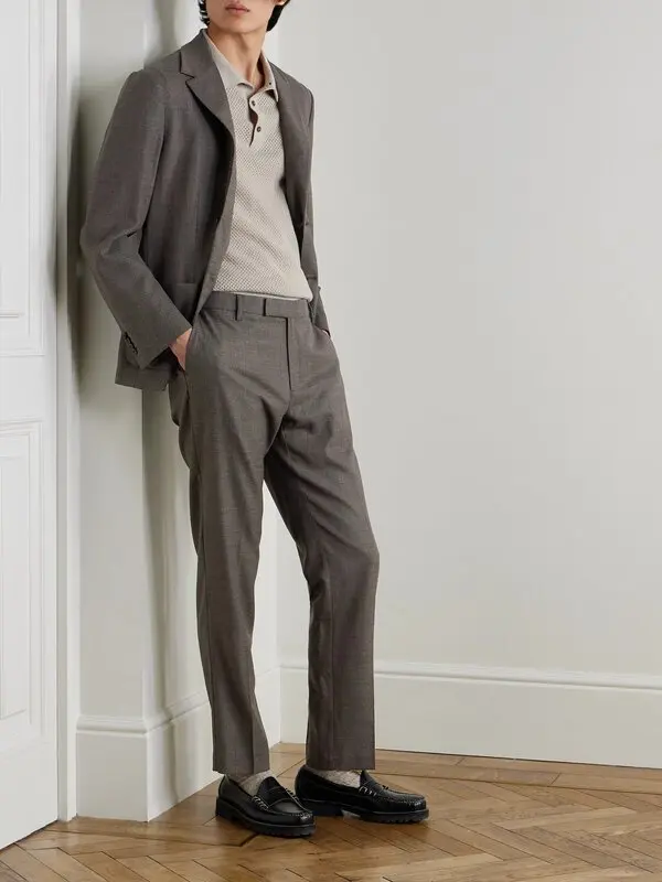 Sunspel Straight-leg Textured Wool-blend Suit Trousers