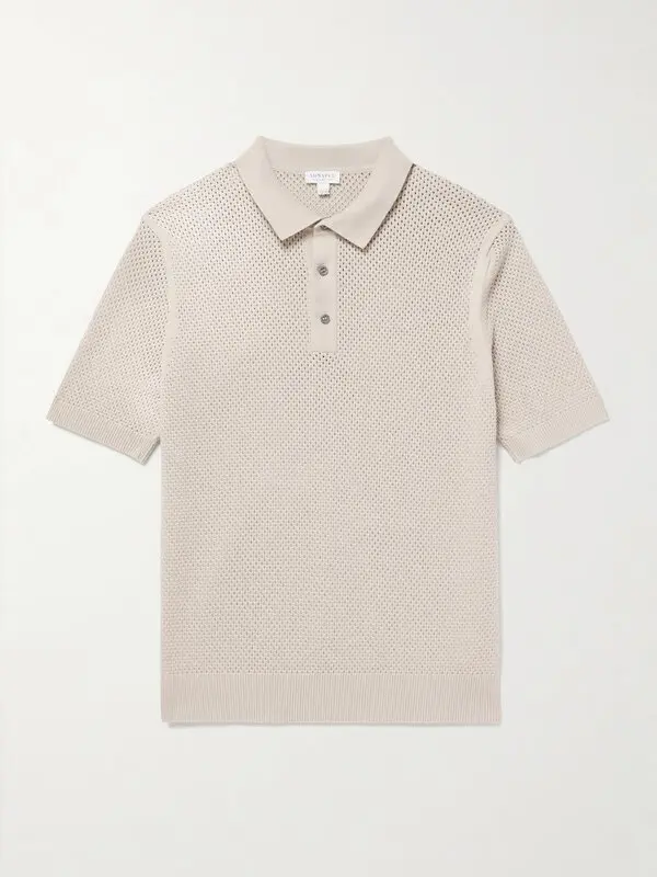 Sunspel Cotton-mesh Polo Shirt