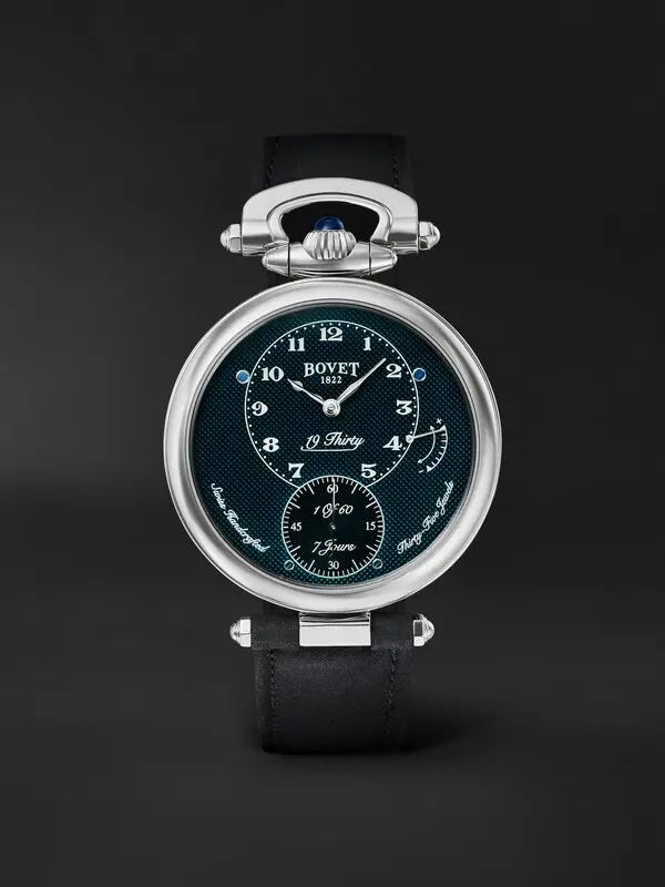 BOVET 19thirty Limited-edition 42mm Hand-wound Stainless Steel And Leather Watch - Blue