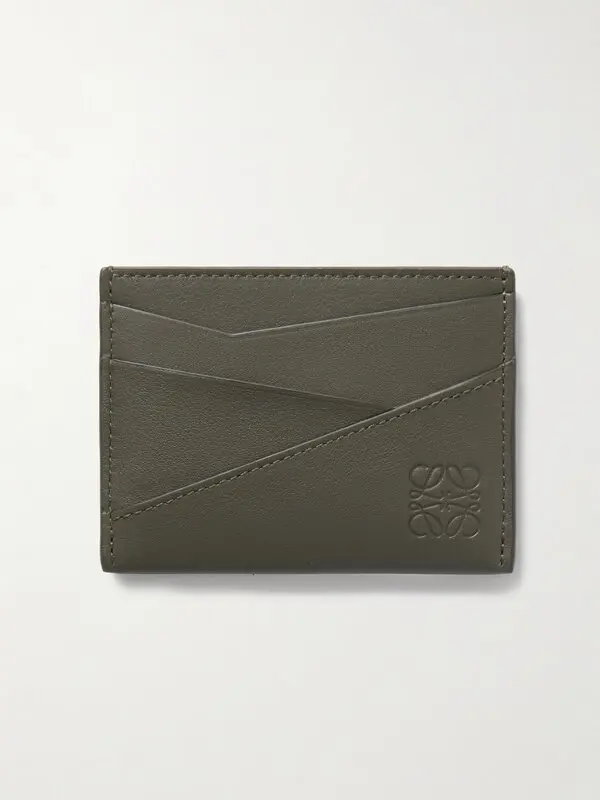 Loewe Puzzle Logo-debossed Leather Cardholder - Green