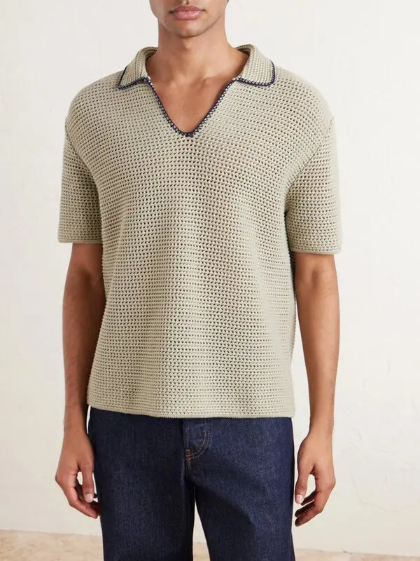 Orlebar Brown Crocheted Cotton Polo Shirt