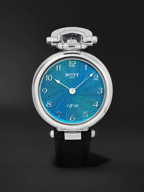 BOVET Monsieur Limited Edition Hand-wound 43mm Titanium And Canvas Watch - Blue