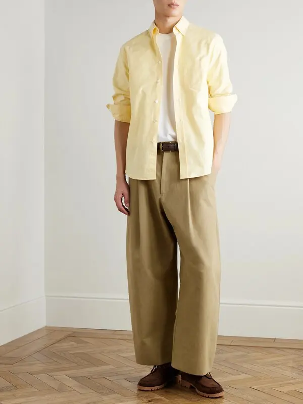 Portuguese Flannel Belavista Button-down Collar Cotton Shirt - Yellow