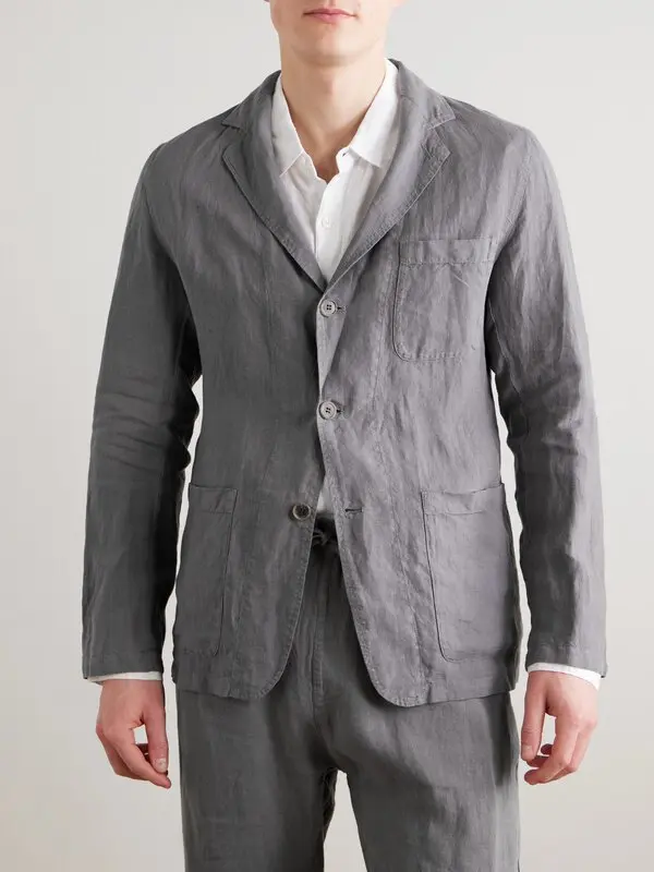Hartford Jobby Pat Linen Suit Jacket - Gray