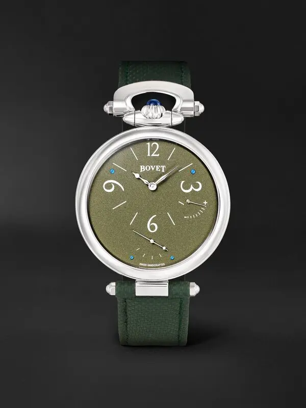 BOVET 19thirty 10th Anniversary Hand-wound 42mm Stainless Steel And Leather Watch - Green