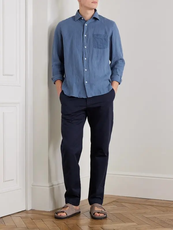 Hartford Taylor Straight-leg Cotton-gabardine Trousers - Blue