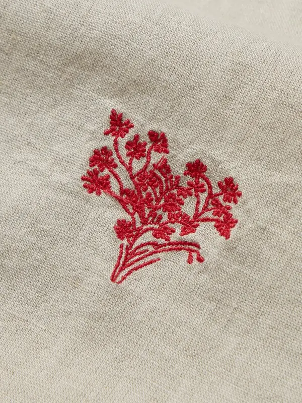 Portuguese Flannel Convertible-collar Embroidered Linen And Cotton-blend Shirt