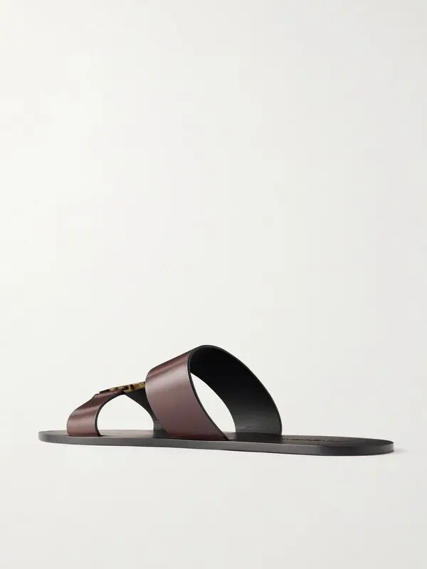 Saint Laurent Babylone Logo-embellished Leather Sandals - Brown