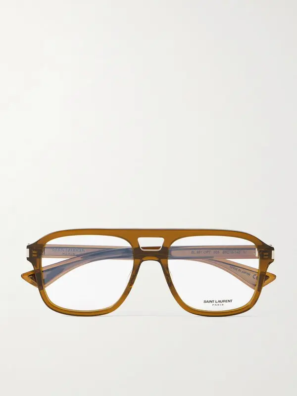 Saint Laurent Acetate Aviator Optical Glasses - Brown