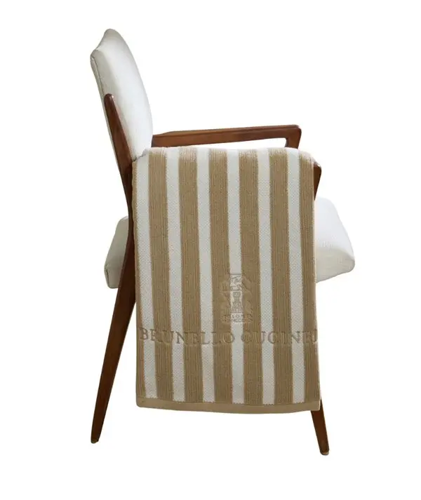 Brunello Cucinelli Logo-embroidered Striped Cotton-terry Beach Towel - Neutrals