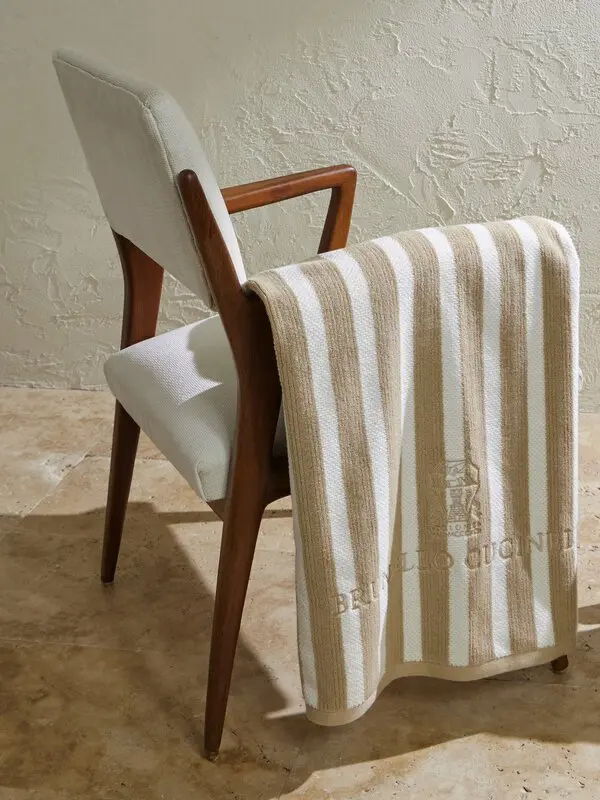 Brunello Cucinelli Logo-embroidered Striped Cotton-terry Beach Towel