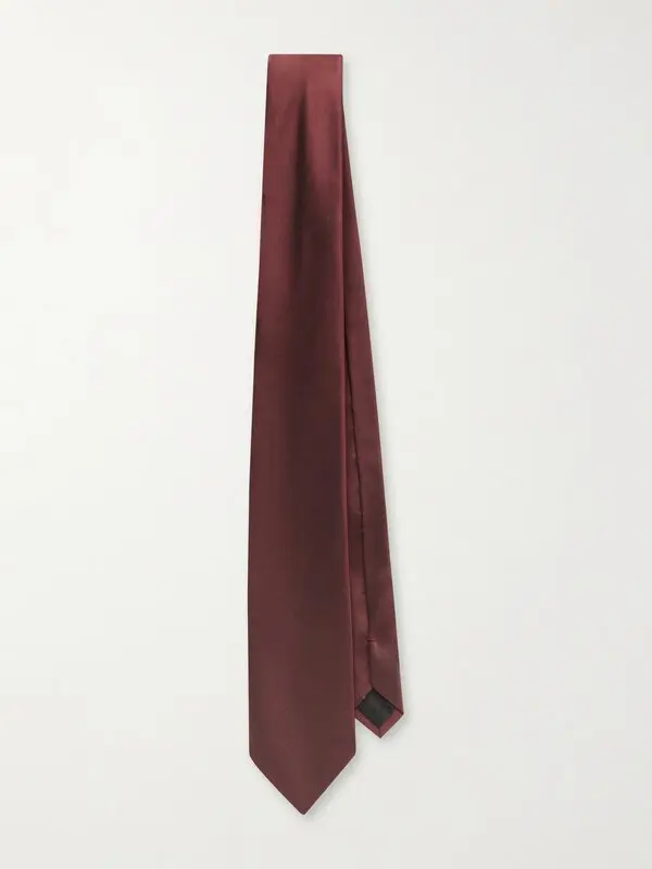 Saint Laurent 7cm Silk-taffeta Tie - Burgundy