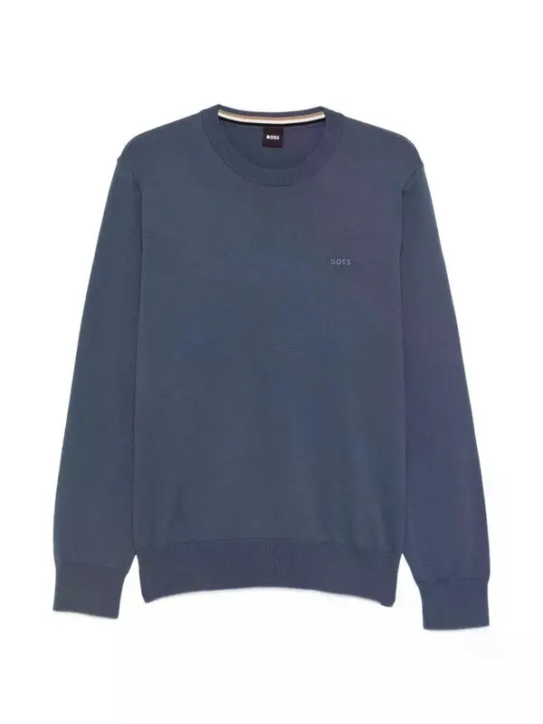 BOSS Crew-neck Long-sleeve Sweater With Logo Detail