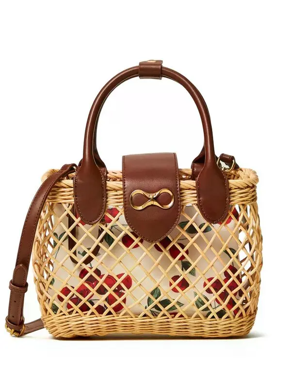 TWINSET Logo-appliqué Woven Top Handle Bag