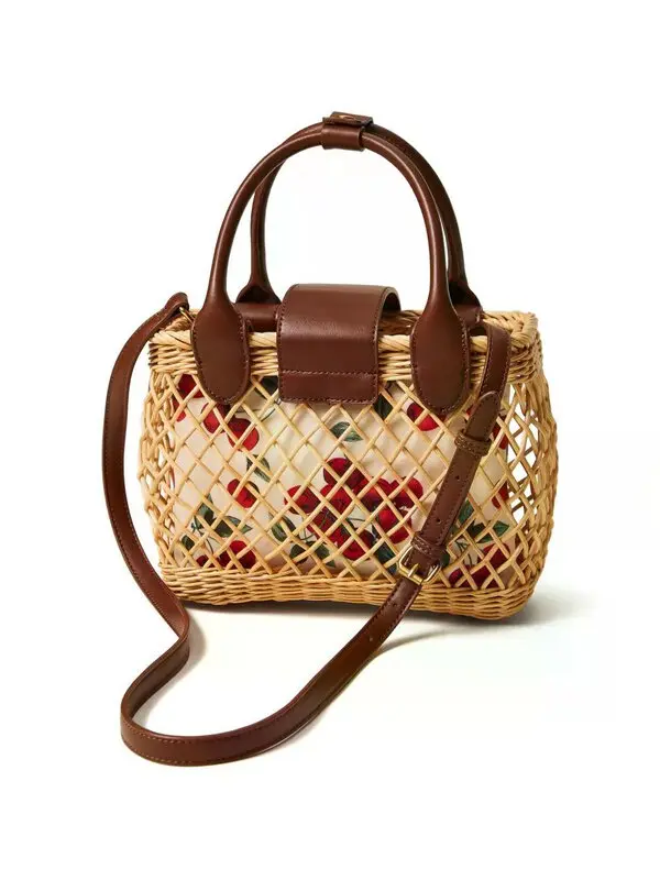 TWINSET Logo-appliqué Woven Top Handle Bag