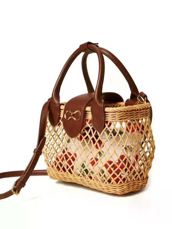 TWINSET Logo-appliqué Woven Top Handle Bag