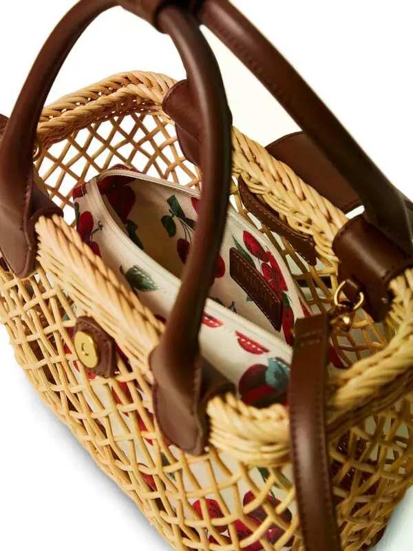 TWINSET Logo-appliqué Woven Top Handle Bag
