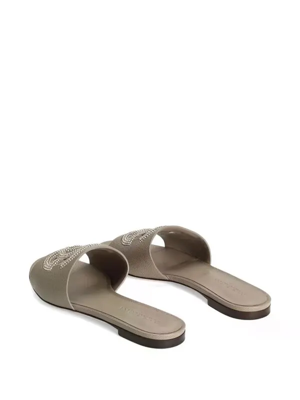 Dolce & Gabbana Suede And Dauphine Calfskin Flat Slippers With Rhinestones - Brown