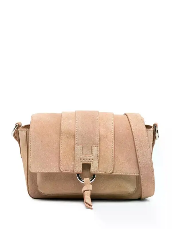Hogan Trend Flap Suede Shoulder Bag - Neutrals