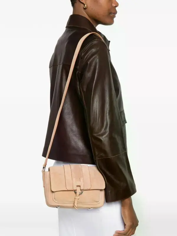 Hogan Trend Flap Suede Shoulder Bag - Neutrals