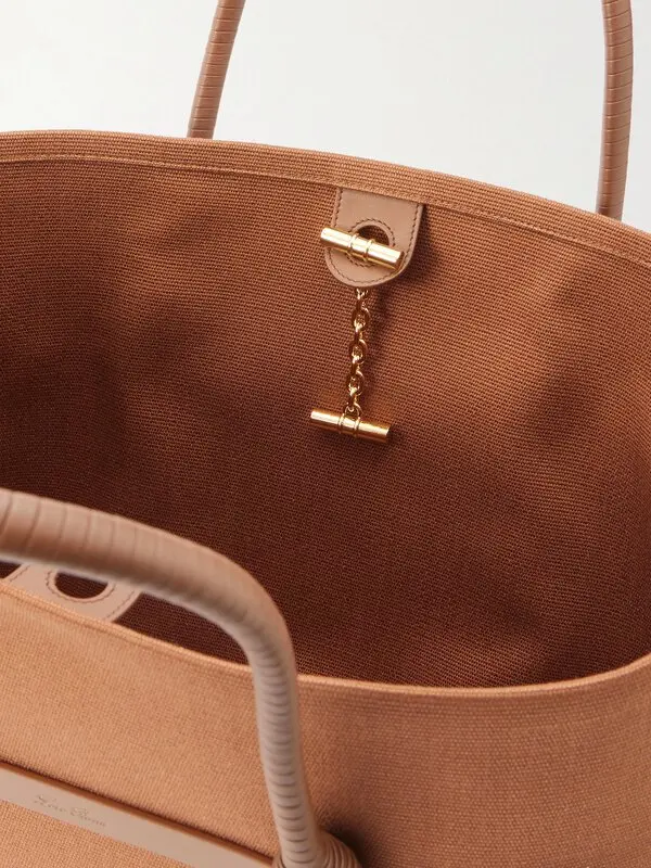 Loro Piana Ghiera Leather-trimmed Canvas Tote - Brown