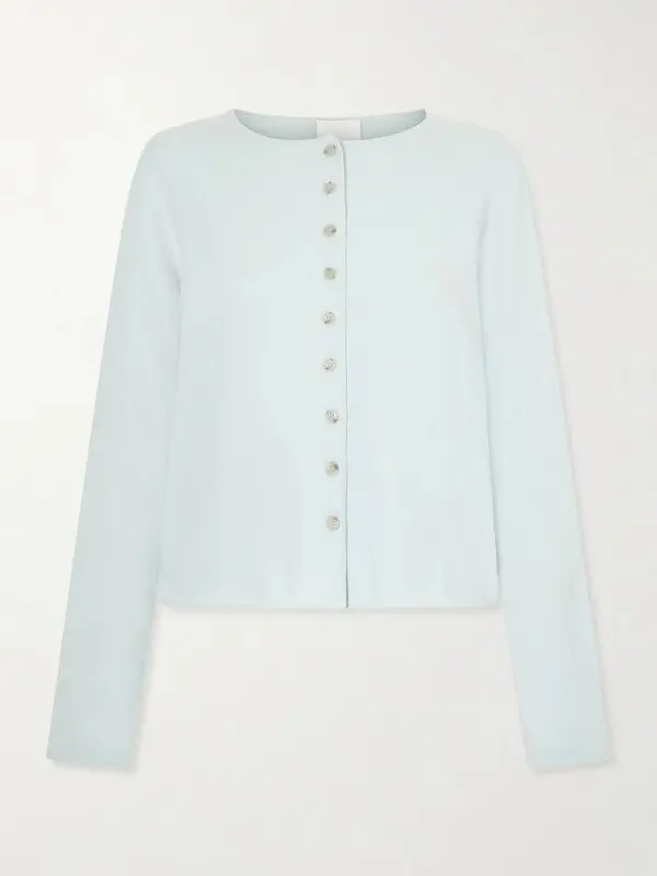 ALLUDE Ribbed Cotton And Cashmere-blend Cardigan - Blue
