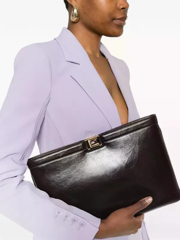 Elisabetta Franchi Logo-plaque Clutch - Brown
