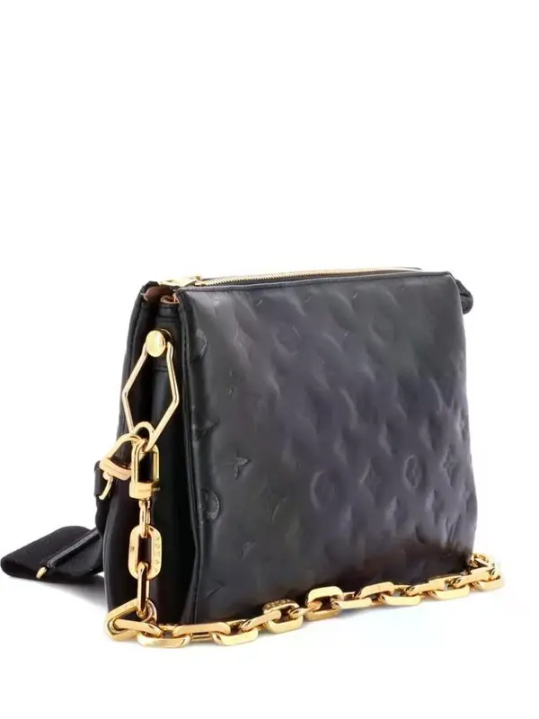 LOUIS VUITTON Coussin Pm Embossed Monogram Lambskin Crossbody Bag - Black