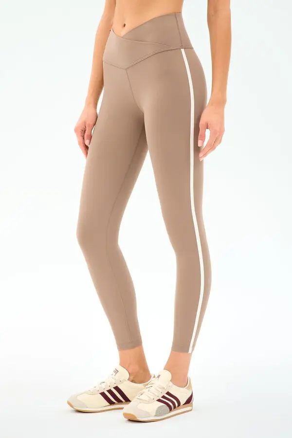 Splits59 Mia Rigor Legging W/ Stripe - Latte/white