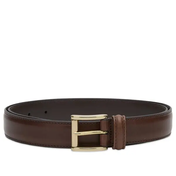 Anderson's Narrow Stitch Trimmed Leather Belt - Brown