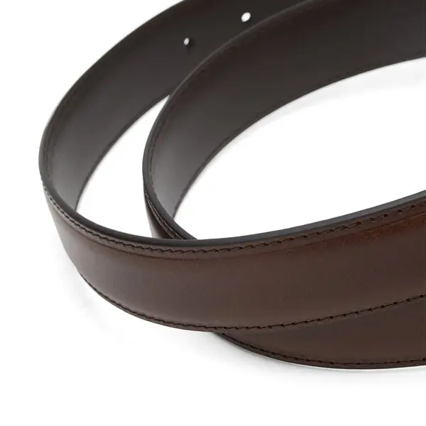 Anderson's Narrow Stitch Trimmed Leather Belt - Brown