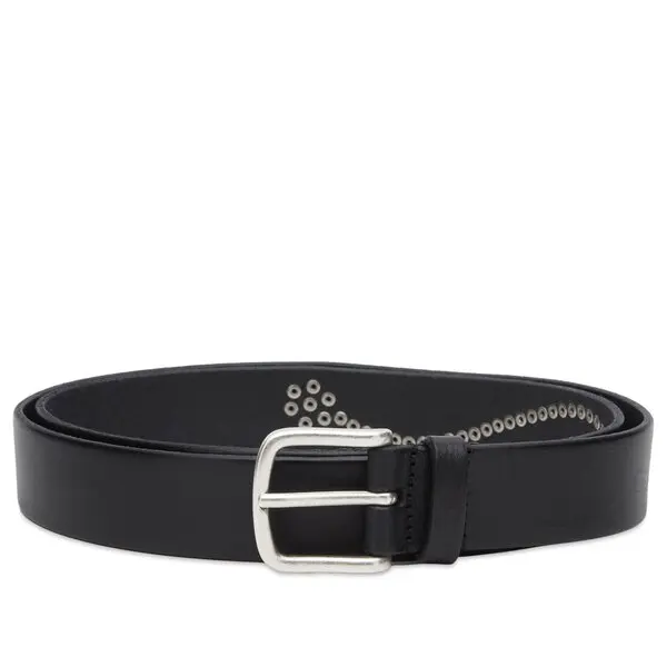 Anderson's Narrow Stud Trimmed Leather Belt - Black