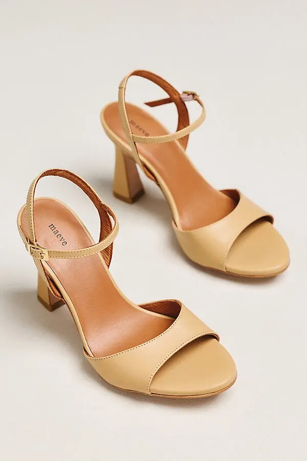 Maeve Ankle Strap Heeled Sandals - Tan