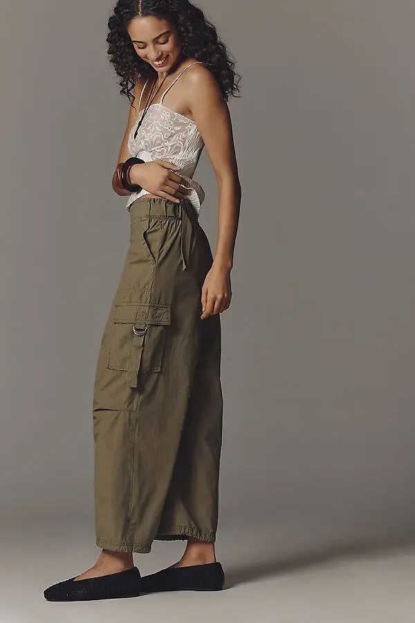 Anthropologie Utility Parachute Pants - Dark Green
