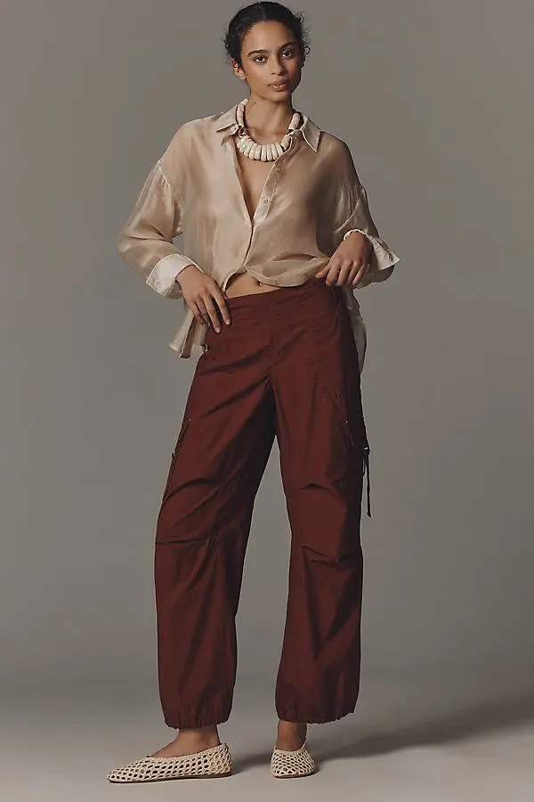 Anthropologie Utility Parachute Pants - Smoked Paprika