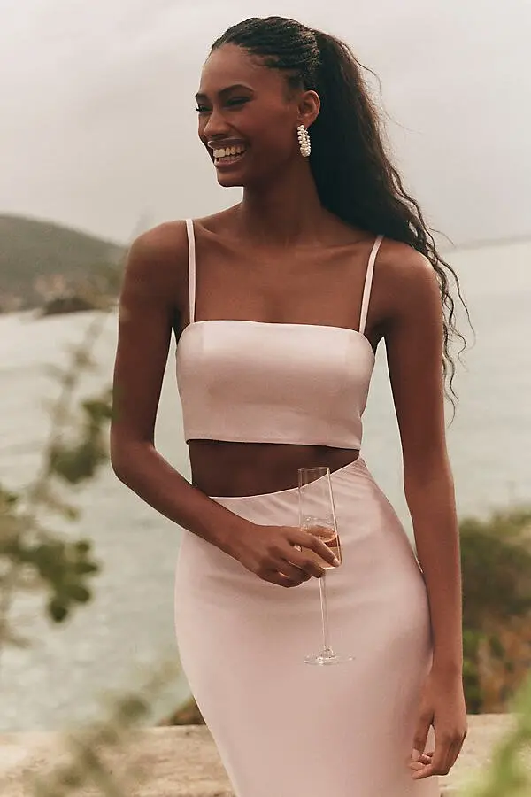 MARE MARE Lydia Satin Skirt And Cape Set - Ice Pink