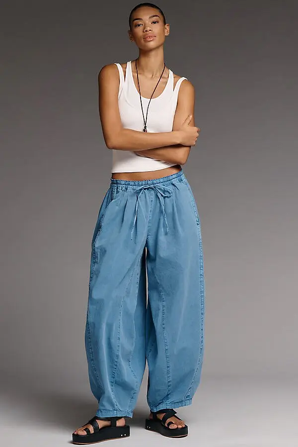 PILCRO Rina Cotton Linen Balloon Pants
