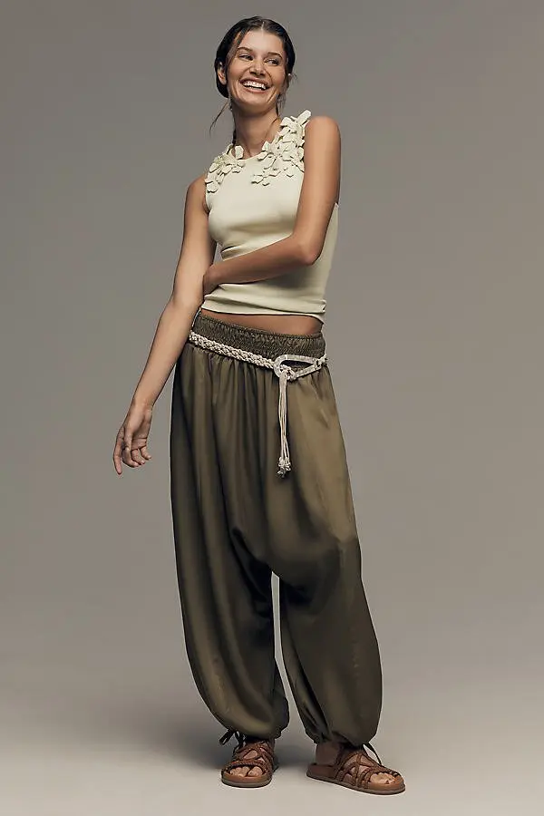 Anthropologie Draped Harem Pants - Avocado