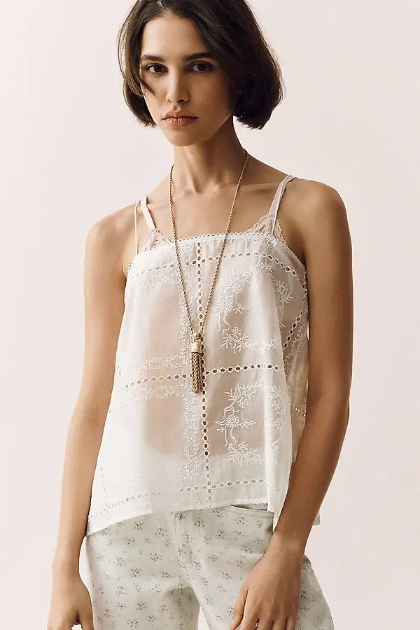 LAYERED Sheer Eyelet Shirt Top