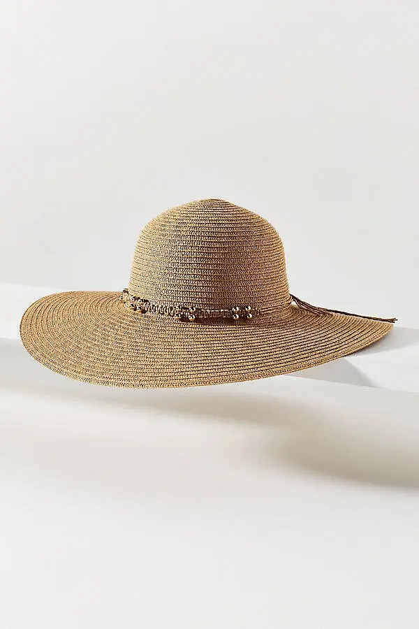 San Diego Hat Candy Braid Trim Floppy Hat - Tan
