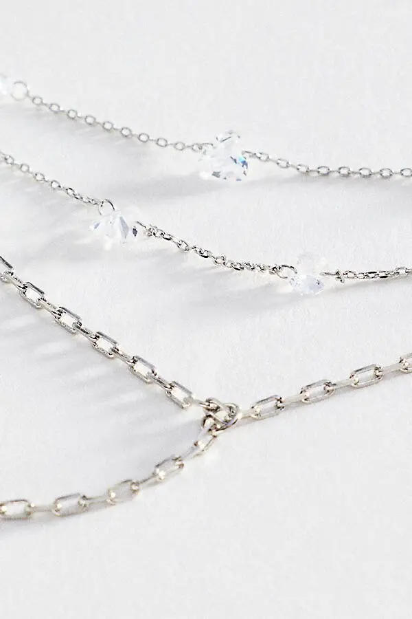 Anthropologie Delicate Layered Lariat Necklace - Silver