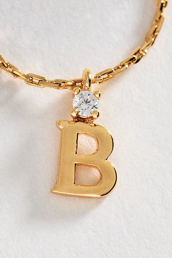 Anthropologie Crystal Monogram Pendant Necklace - B