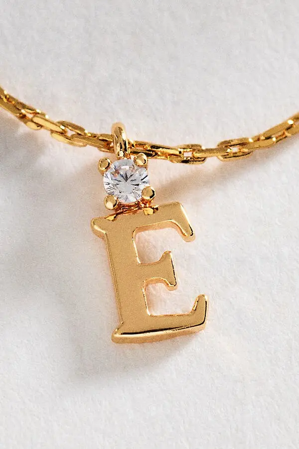 Anthropologie Crystal Monogram Pendant Necklace - E