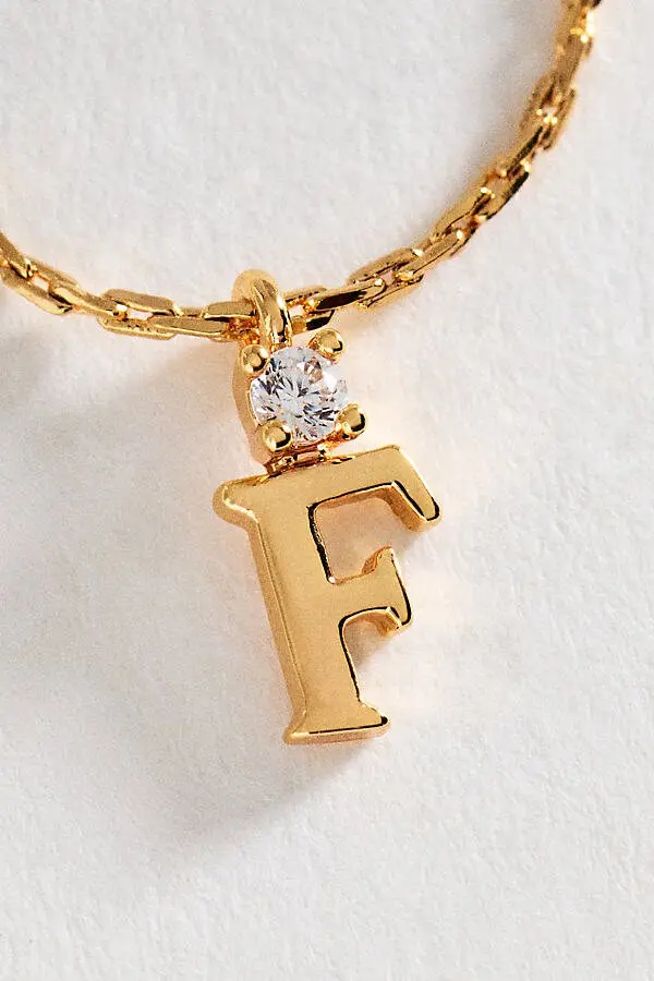 Anthropologie Crystal Monogram Pendant Necklace - F