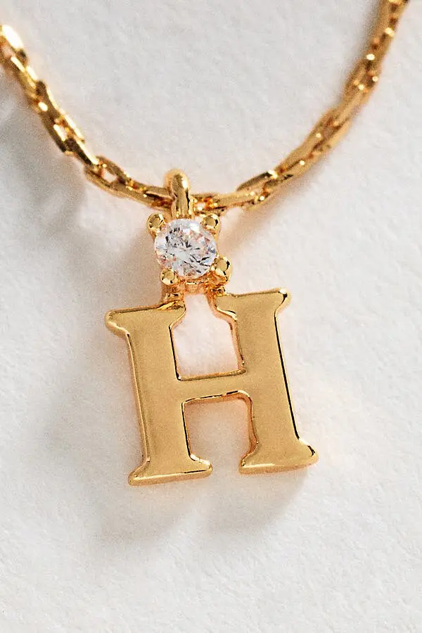 Anthropologie Crystal Monogram Pendant Necklace - H
