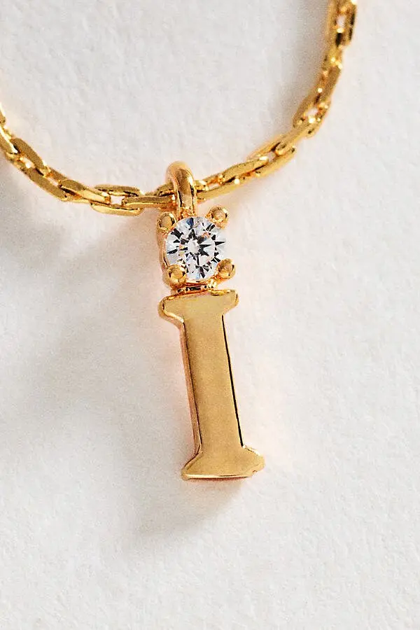 Anthropologie Crystal Monogram Pendant Necklace - I